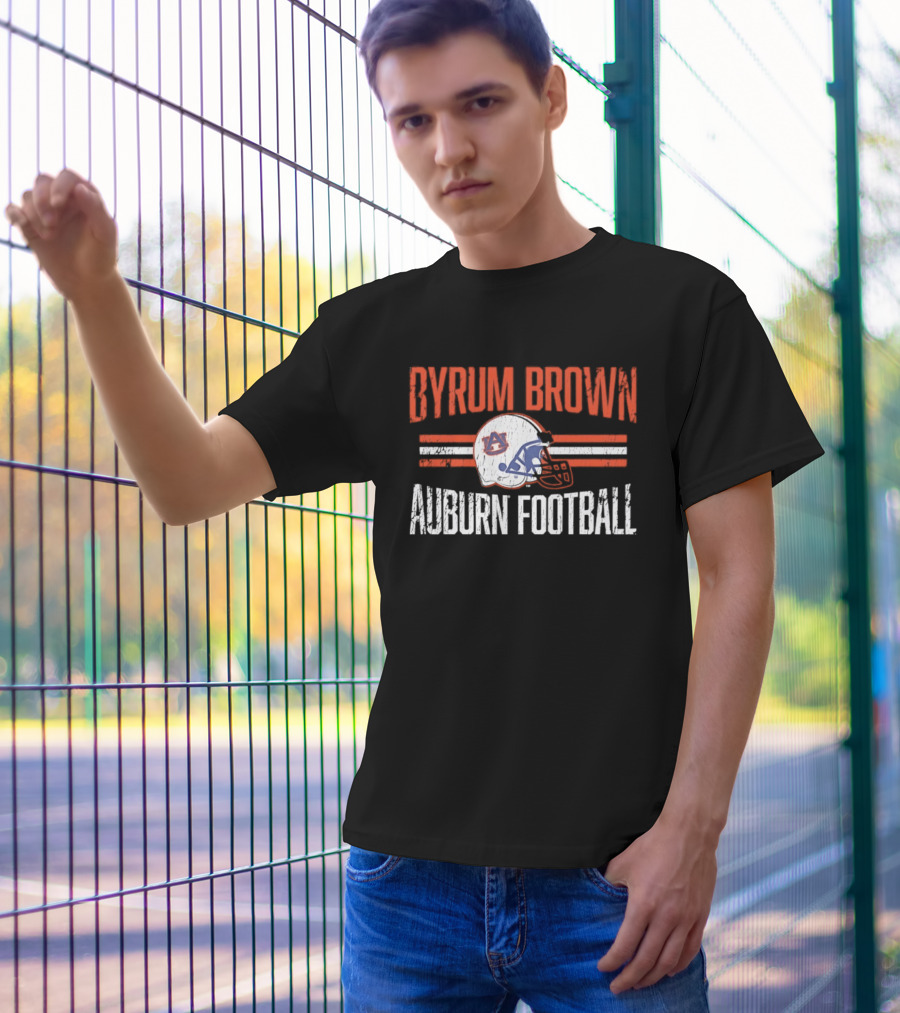 Byrum Brown Auburn Football NCAA Tigers Helmet Hero T-Shirt