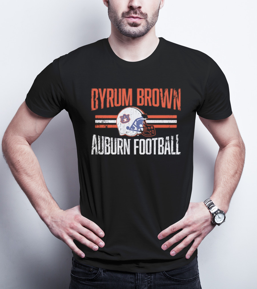 Byrum Brown Auburn Football NCAA Tigers Helmet Hero T-Shirt