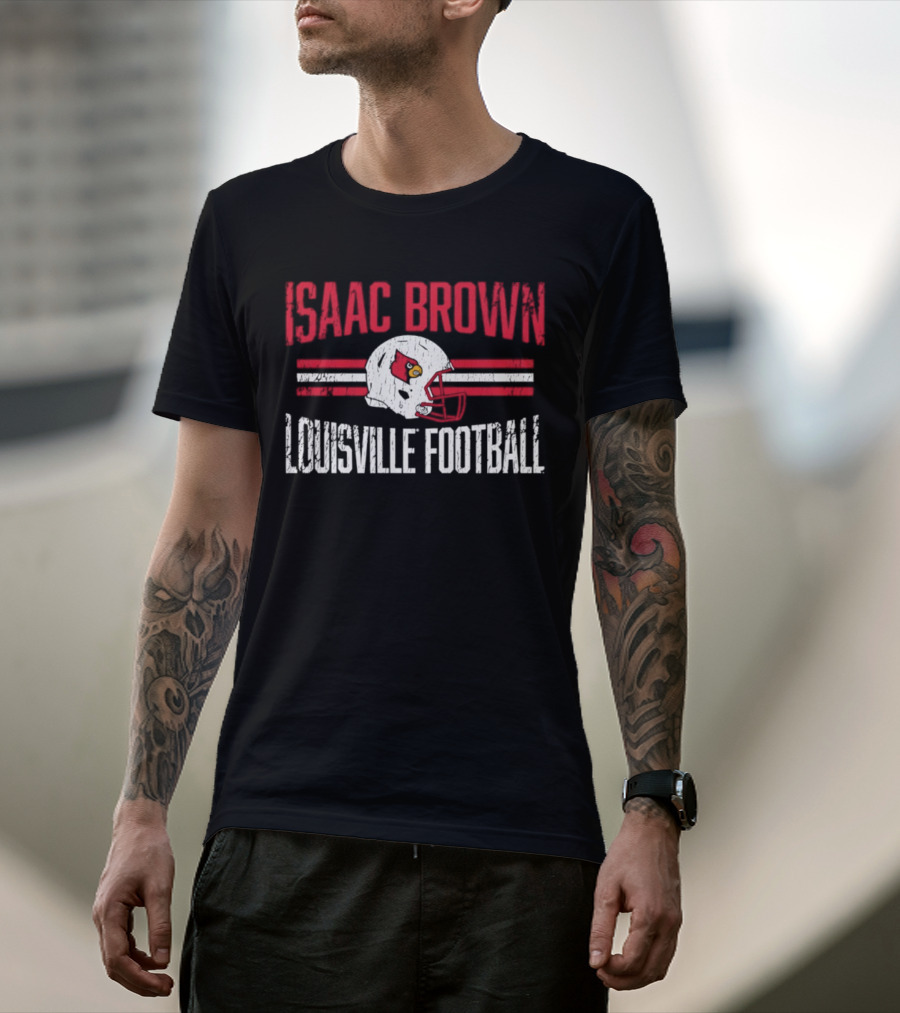 Isaac Brown Louisville Football Cardinals Helmet T-Shirt