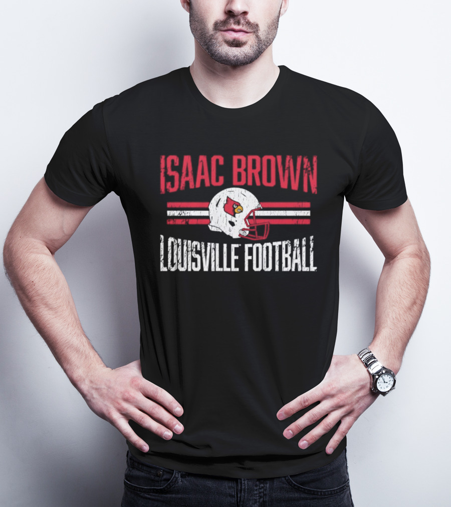 Isaac Brown Louisville Football Cardinals Helmet T-Shirt