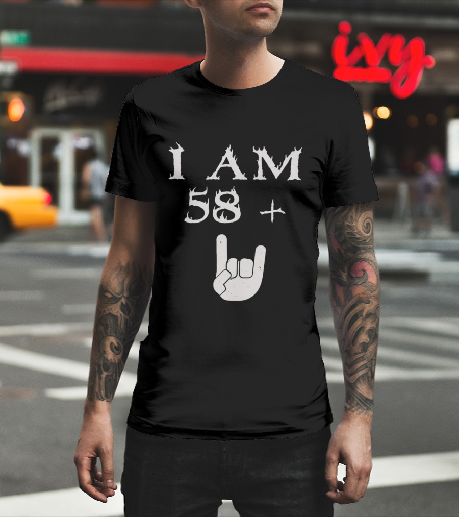 I Am 58 Plus Rock Hand Gesture T-Shirt