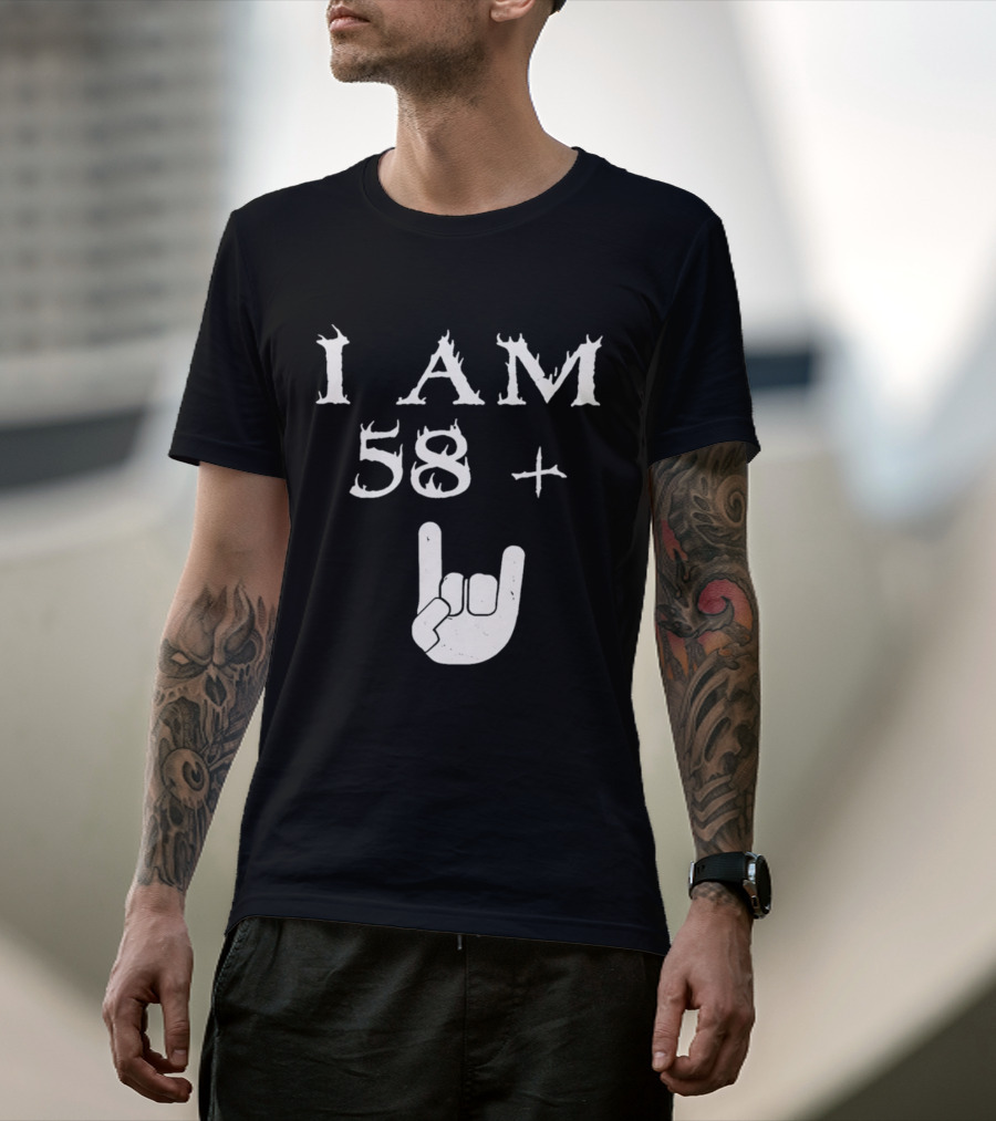 I Am 58 Plus Rock Hand Gesture T-Shirt