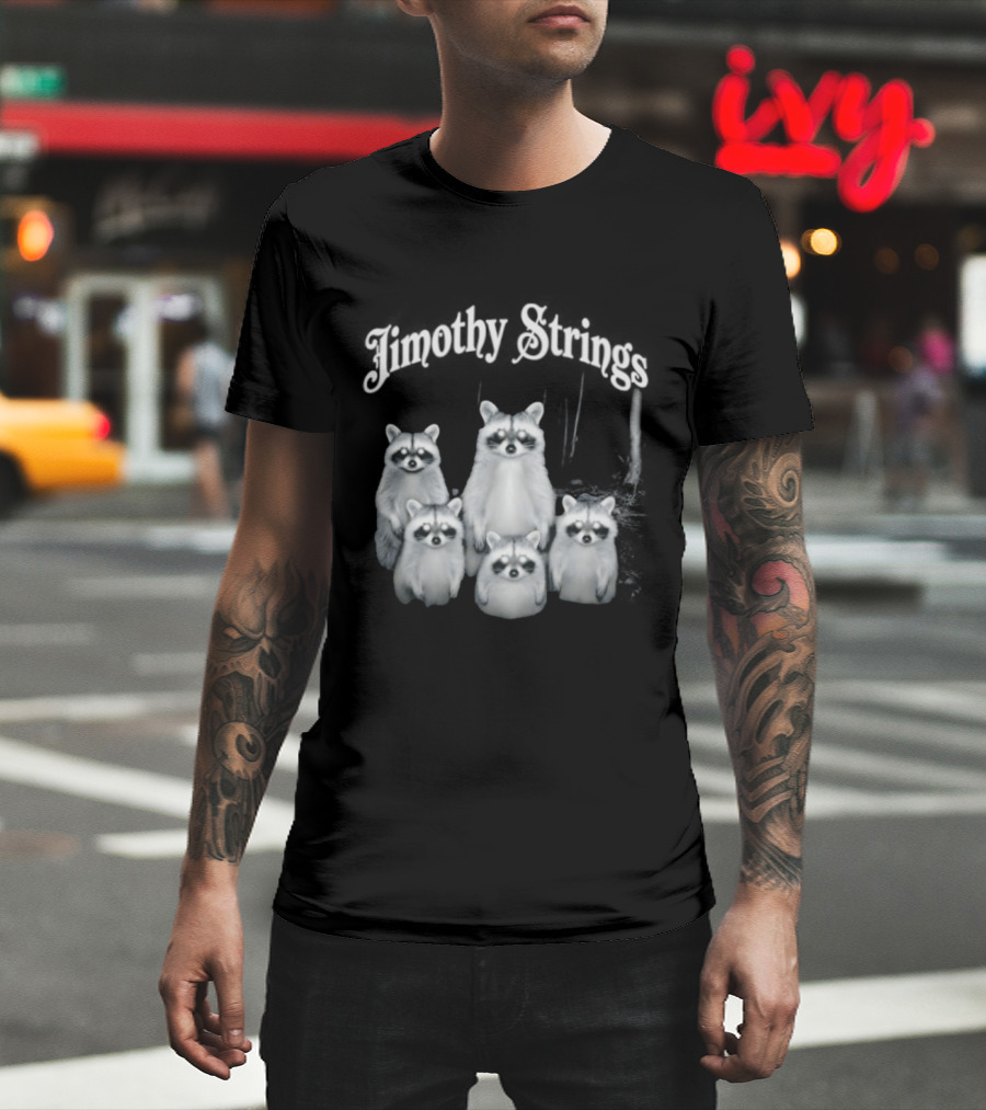Jimothy Strings Cute Raccoon Family T-Shirt