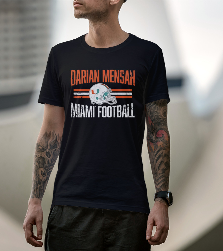 Darian Mensah Miami Football NCAA Hurricanes Helmet Hero T-Shirt