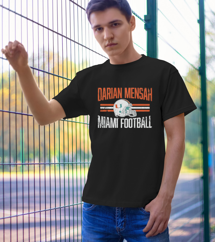 Darian Mensah Miami Football NCAA Hurricanes Helmet Hero T-Shirt
