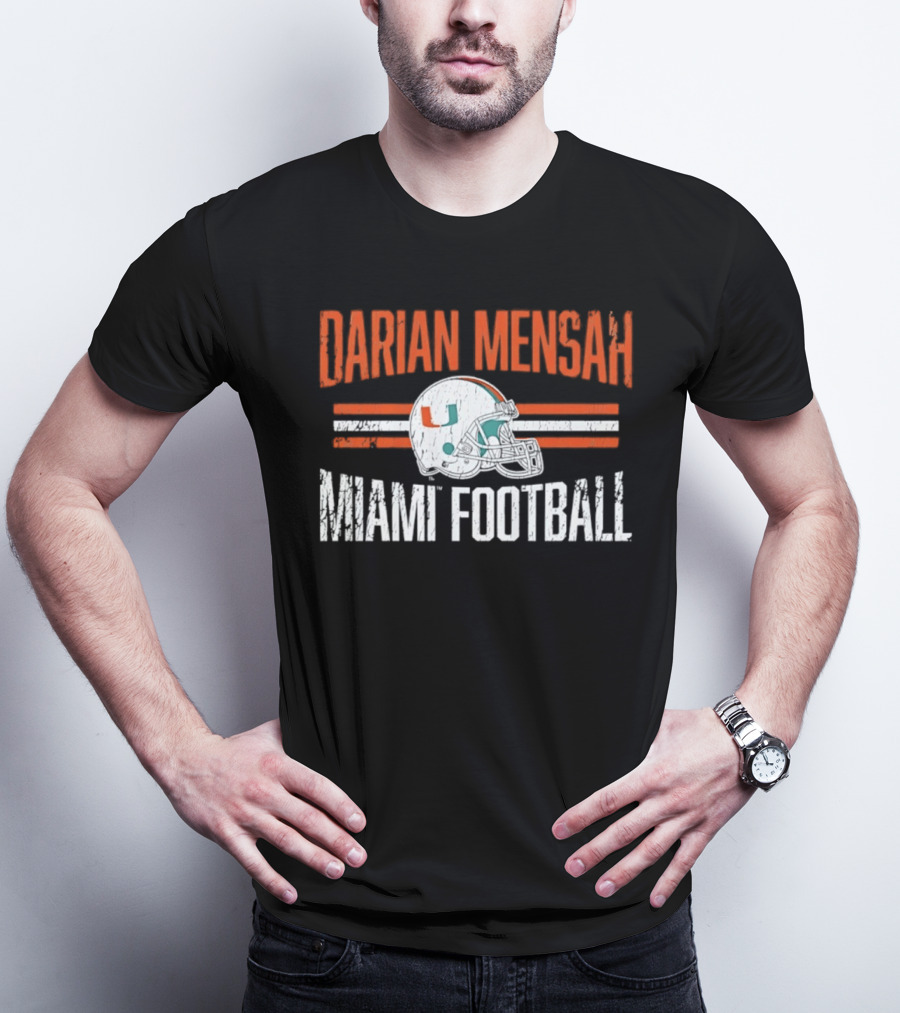 Darian Mensah Miami Football NCAA Hurricanes Helmet Hero T-Shirt