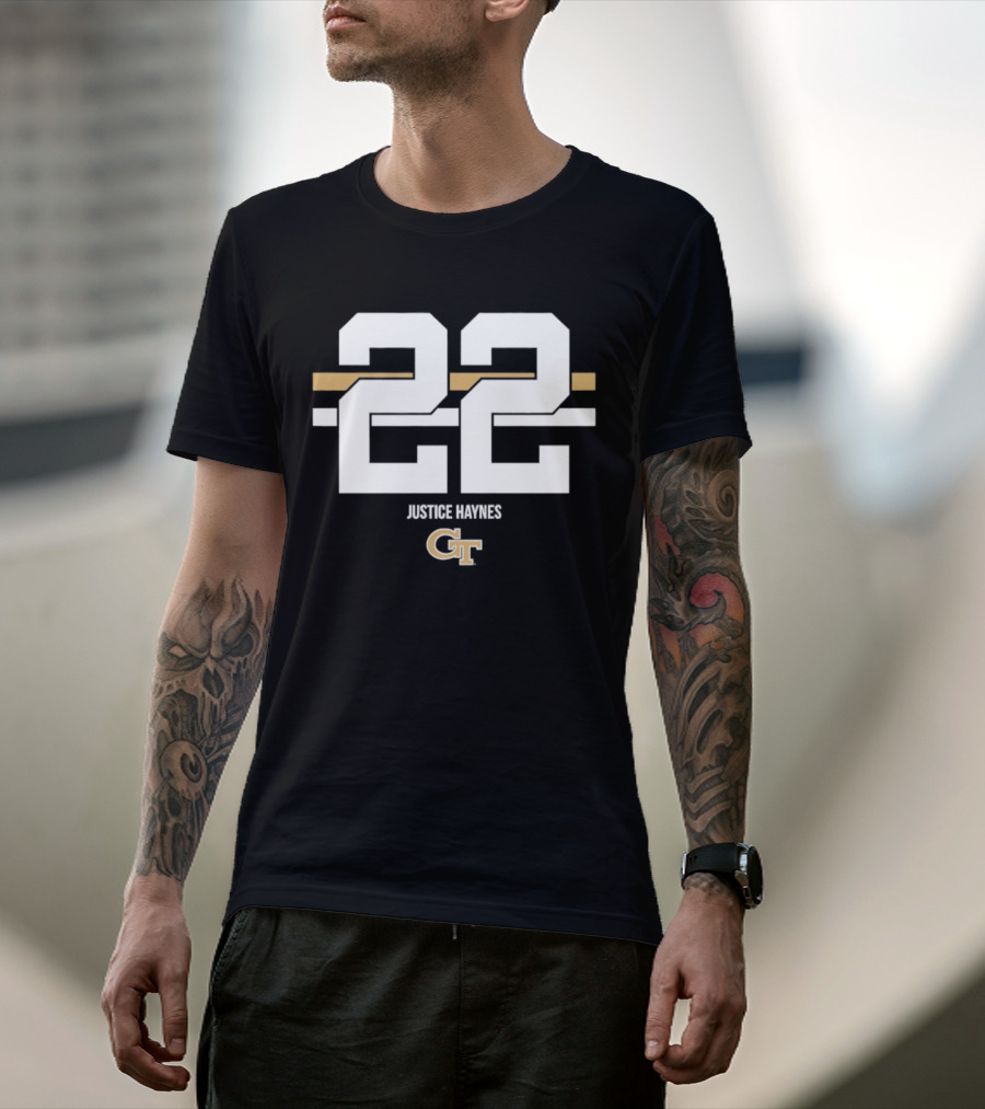 Justice Haynes 22 Georgia Tech GT NCAA Football T-Shirt