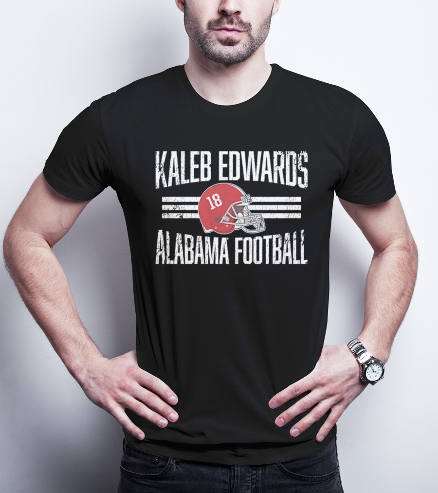 Kaleb Edwards 18 Alabama Football Helmet Hero T-Shirt