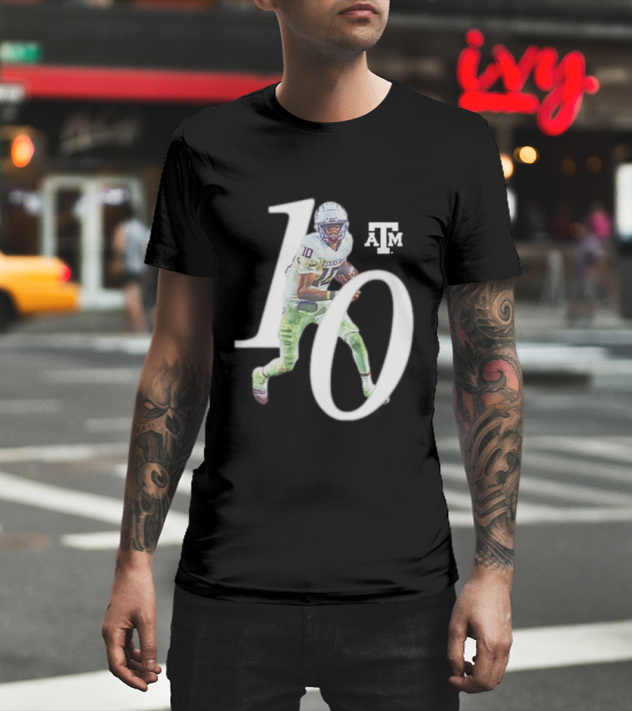 Texas A&M Aggies Marcel Reed 10 Football Player Action Pose T-Shirt