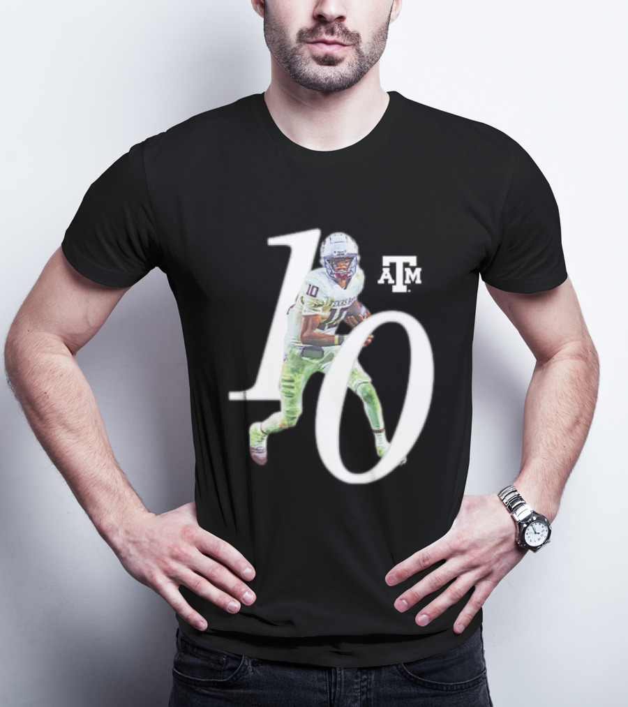 Texas A&M Aggies Marcel Reed 10 Football Player Action Pose T-Shirt
