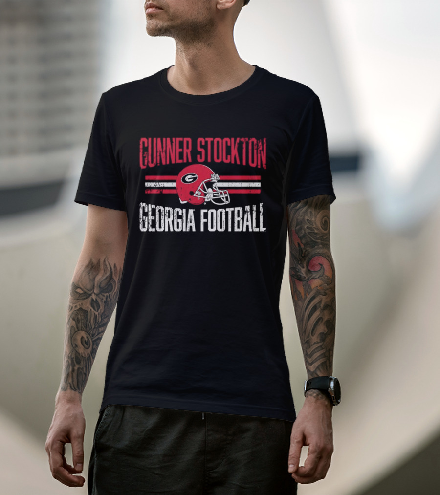 Gunner Stockton Georgia Football Helmet UGA Bulldogs NCAA T-Shirt