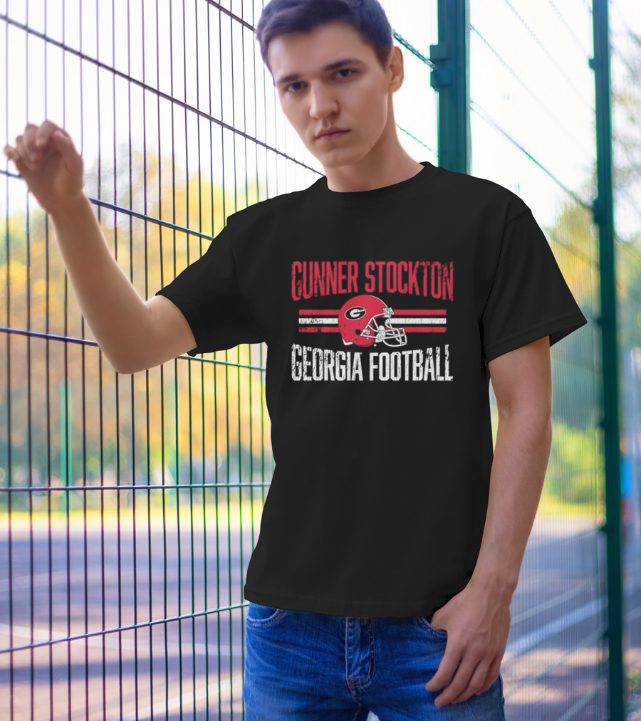 Gunner Stockton Georgia Football Helmet UGA Bulldogs NCAA T-Shirt