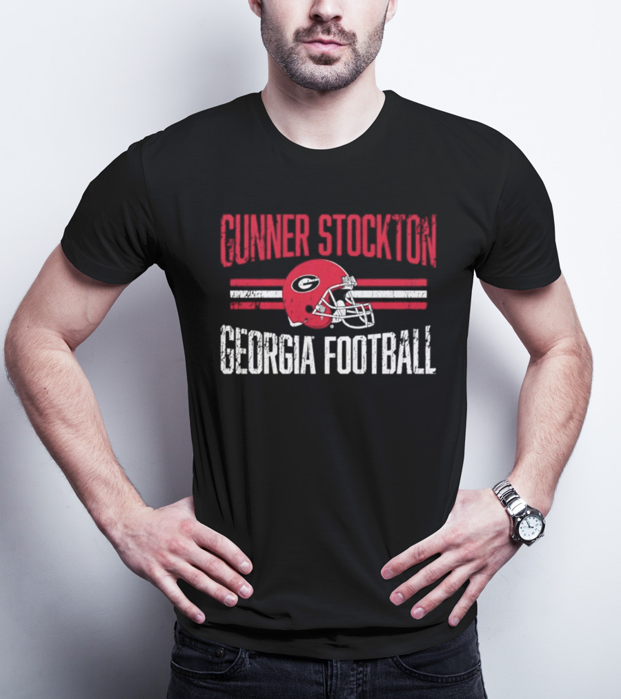 Gunner Stockton Georgia Football Helmet UGA Bulldogs NCAA T-Shirt