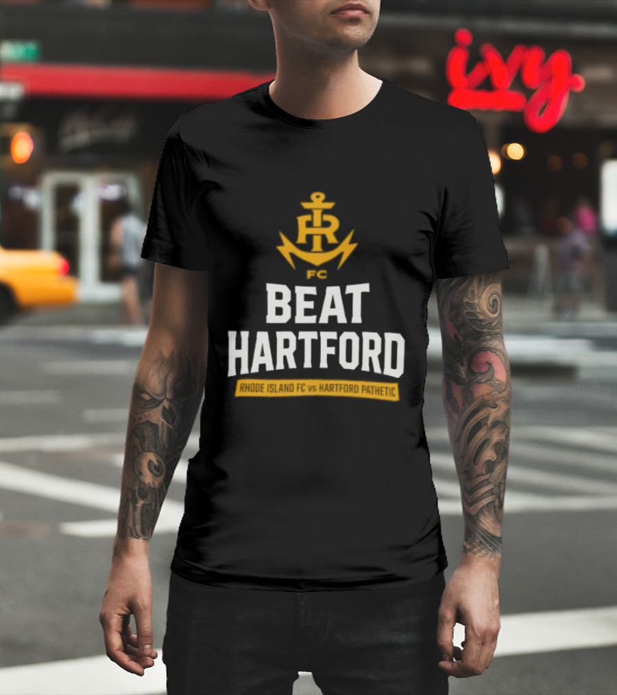 Rhode Island FC Beat Hartford Anchor Icon Above T-Shirt