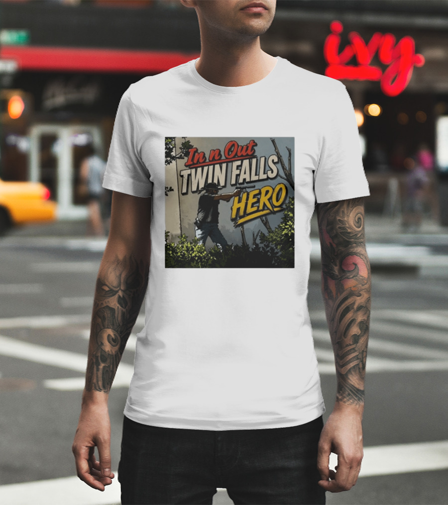 In N Out Twin Falls Hero 2026 Action Scene T-Shirt