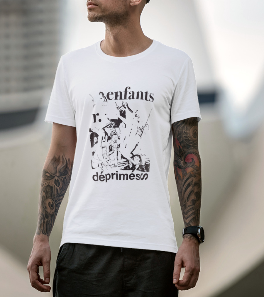 Enfants R Deprimes Monochrome Sketch Print T-Shirt