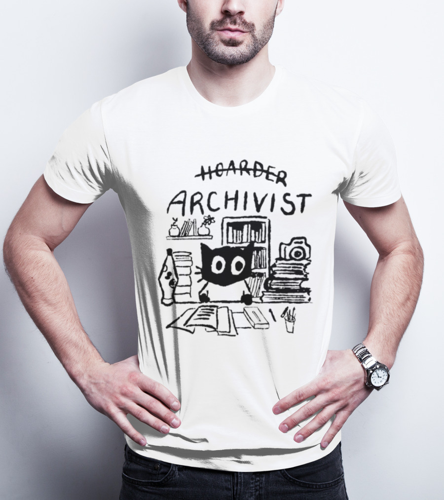 Cat Hoarder Archivist Bookworm Librarian T-Shirt