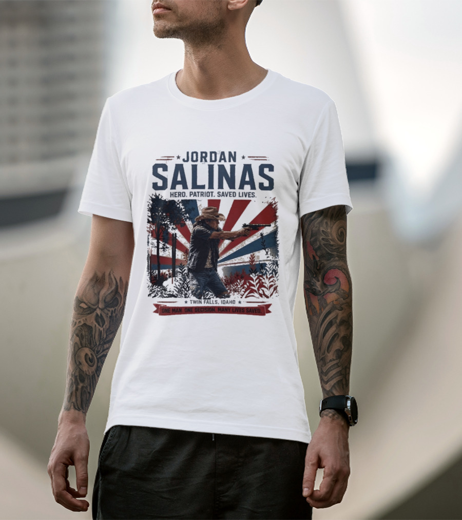 Jordan Salinas Hero Patriot Saved Lives Twin Falls Idaho T-Shirt