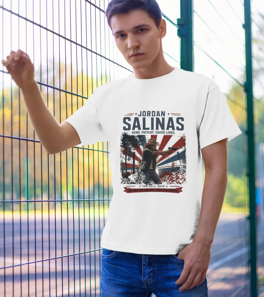 Jordan Salinas Hero Patriot Saved Lives Twin Falls Idaho T-Shirt
