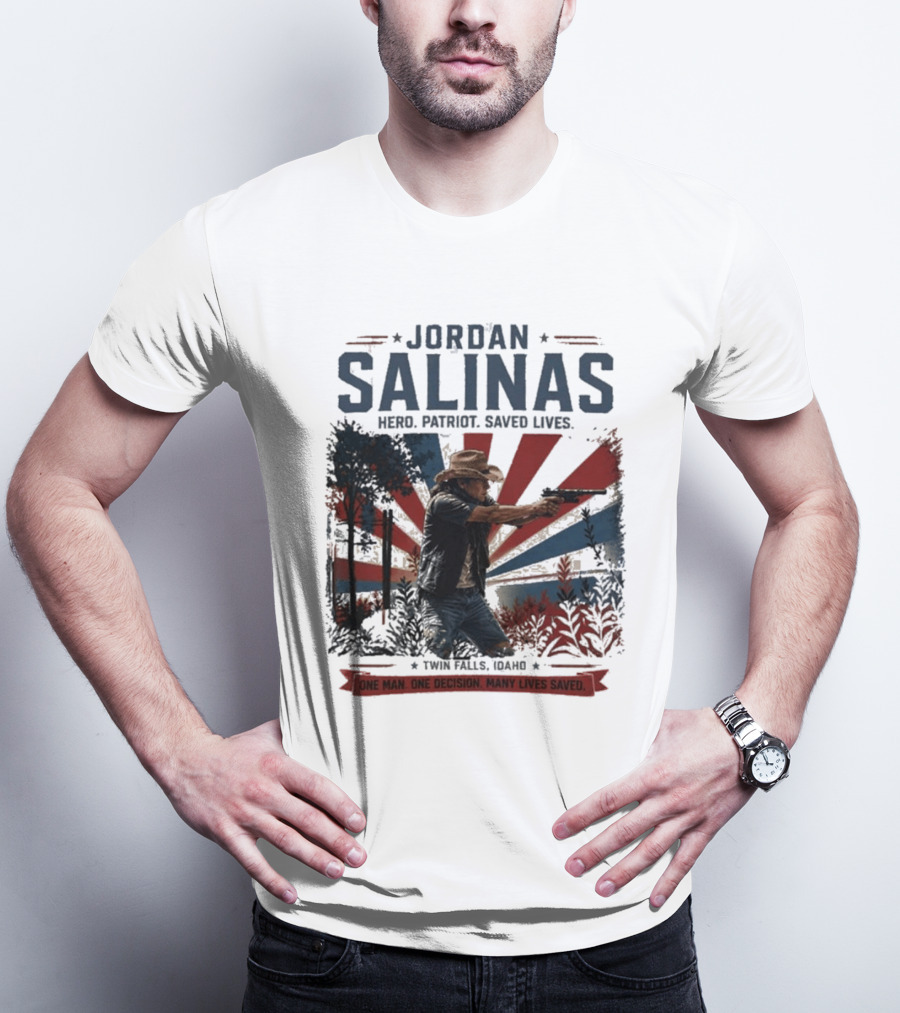 Jordan Salinas Hero Patriot Saved Lives Twin Falls Idaho T-Shirt
