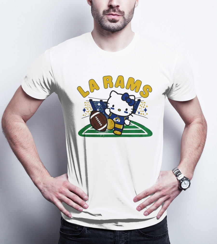 LA Rams Hello Kitty Football Kicking Stadium Scene T-Shirt