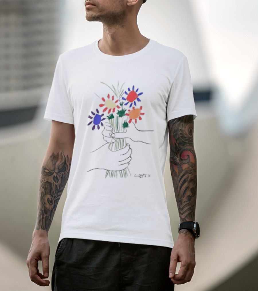 PEACE FOR ALL Uniqlo Tom Mayo Woodman Pablo Picasso Flower T-Shirt
