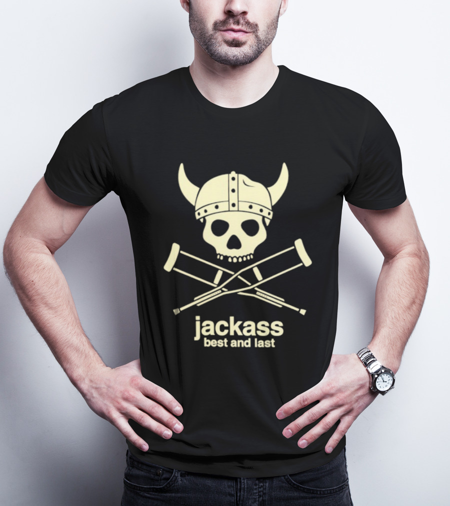 Jackass Best And Last Viking Skull With Crutches T-Shirt