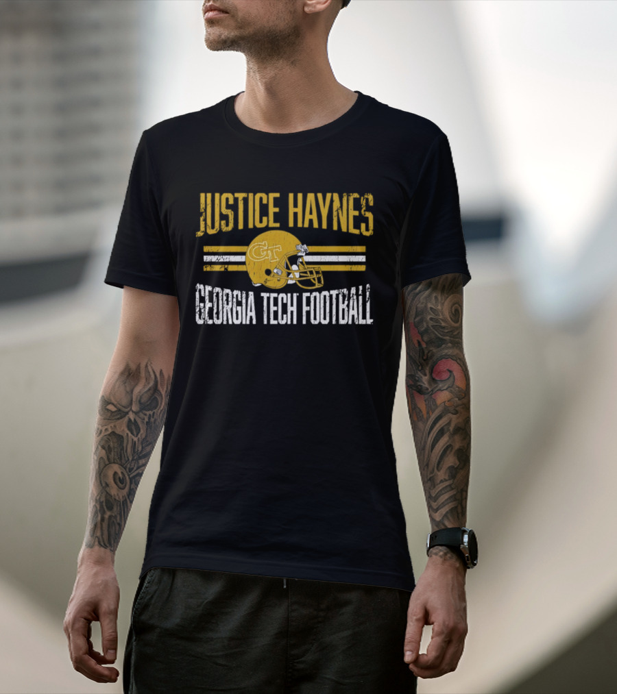 Justice Haynes Georgia Tech Football Helmet GT T-Shirt