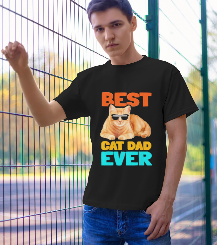 Best Cat Dad Ever Tabby Owner Birthday Fathers Day T-Shirt
