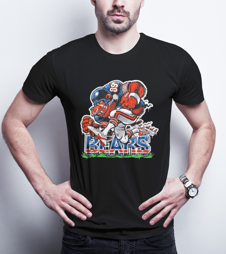 Mike Ditka 89 Chicago Bears Football Bear Fierce Cartoon Helmet T-Shirt