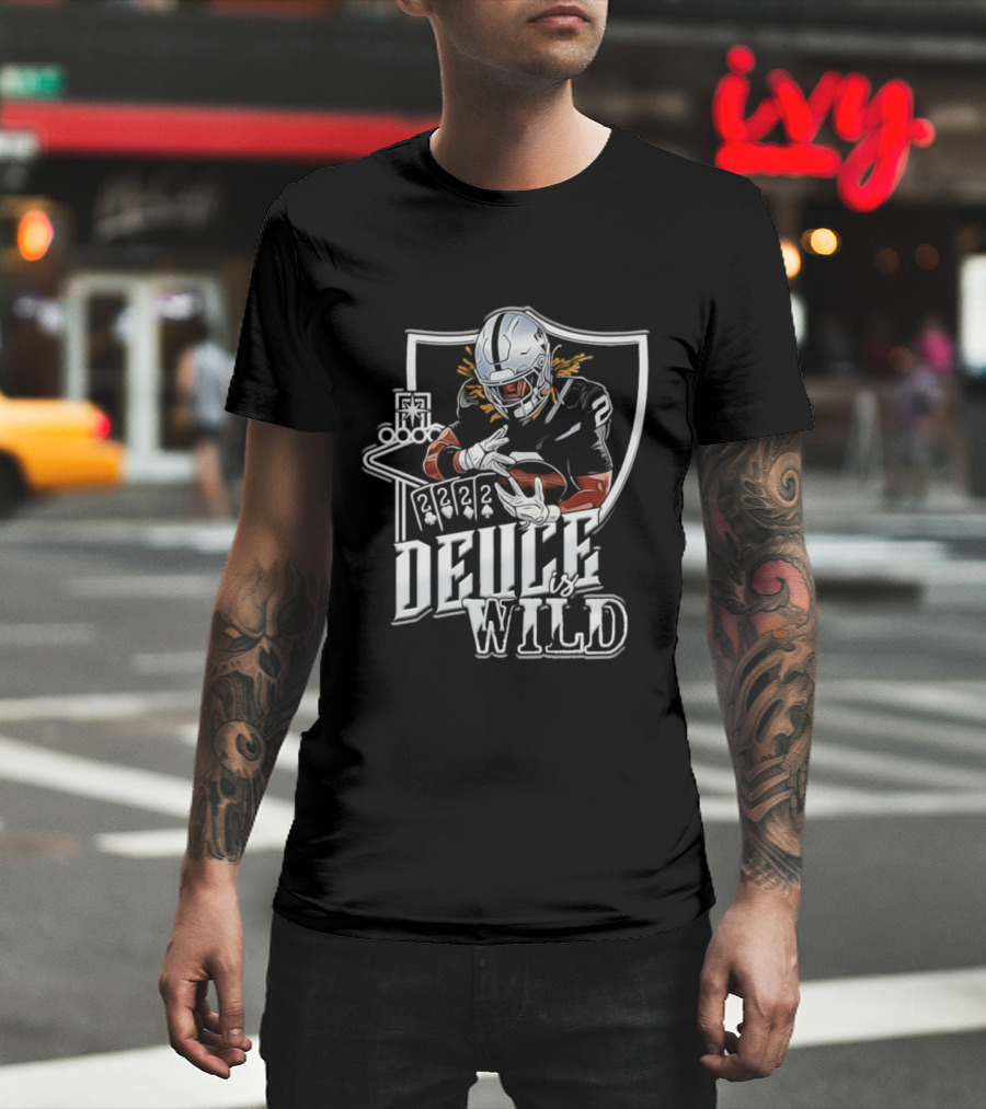 Deuce Is Wild Las Vegas Raiders Football Poker Theme Iconic Quarterback T-Shirt