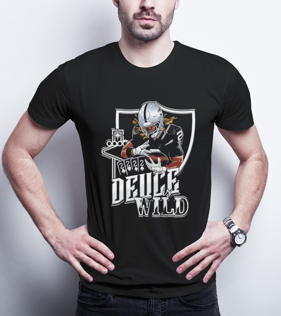 Deuce Is Wild Las Vegas Raiders Football Poker Theme Iconic Quarterback T-Shirt