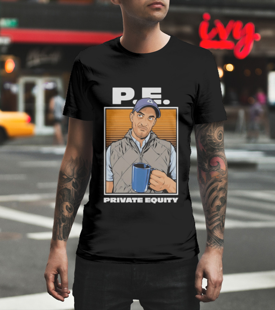 P.E. Guy Holding Coffee In Vest And Cap T-Shirt