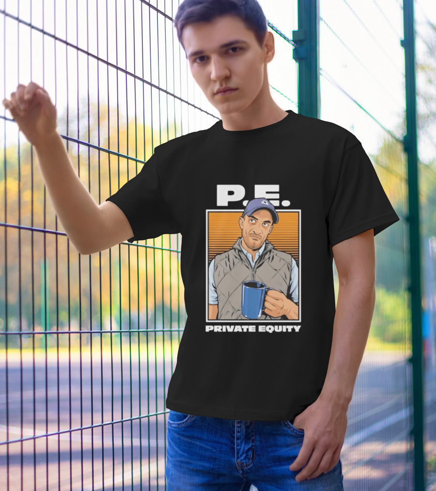 P.E. Guy Holding Coffee In Vest And Cap T-Shirt