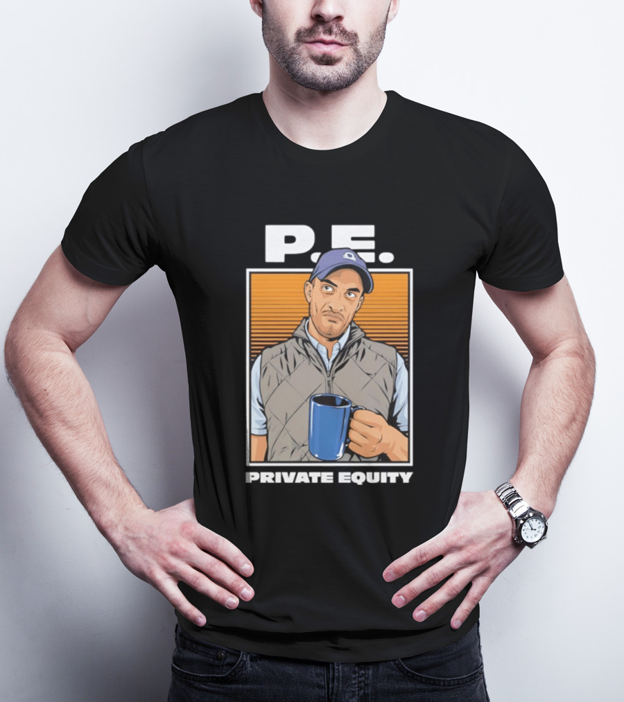 P.E. Guy Holding Coffee In Vest And Cap T-Shirt