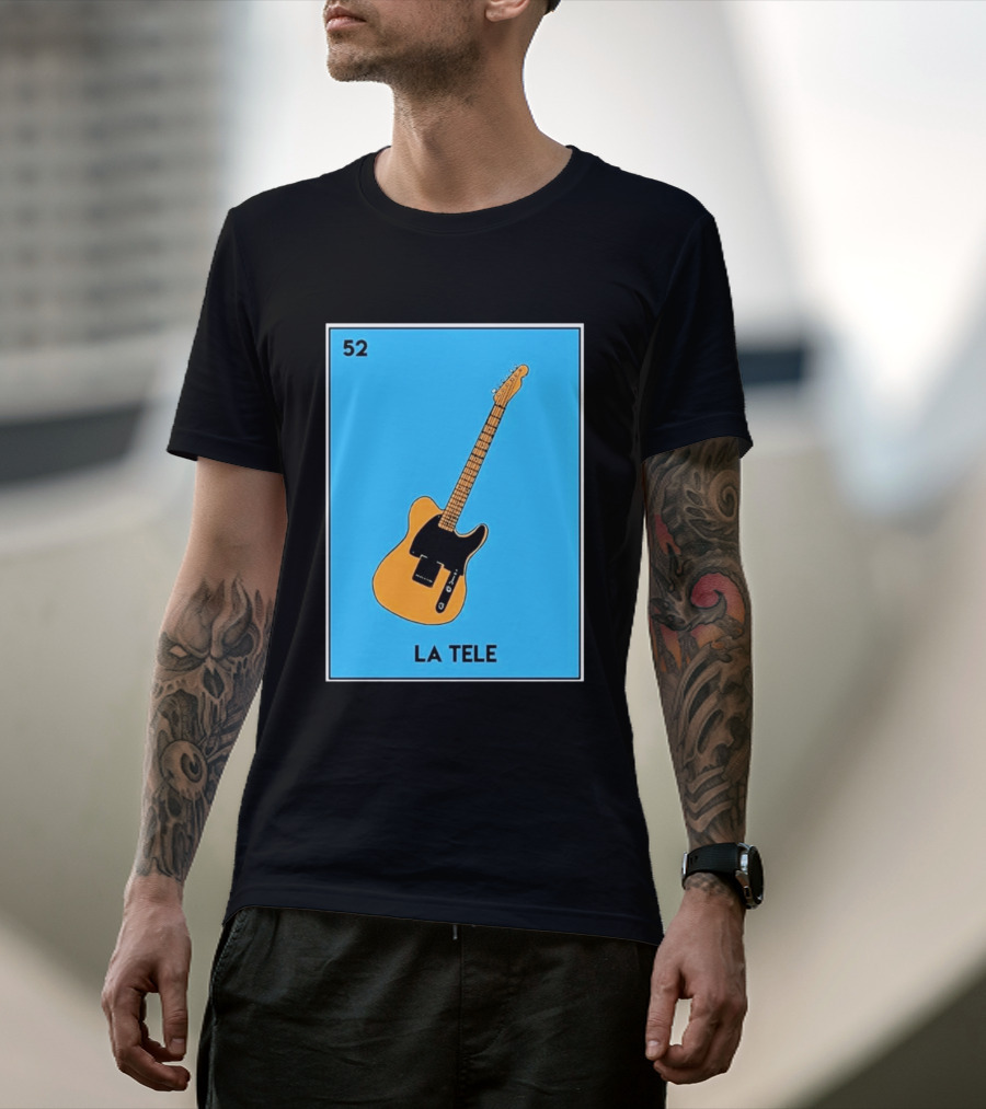 Jeff Garlin La Tele 52 Guitar Image With Number On Blue T-Shirt