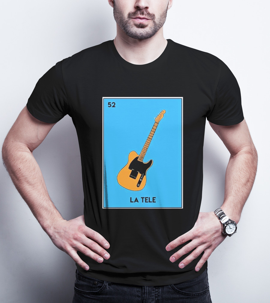 Jeff Garlin La Tele 52 Guitar Image With Number On Blue T-Shirt