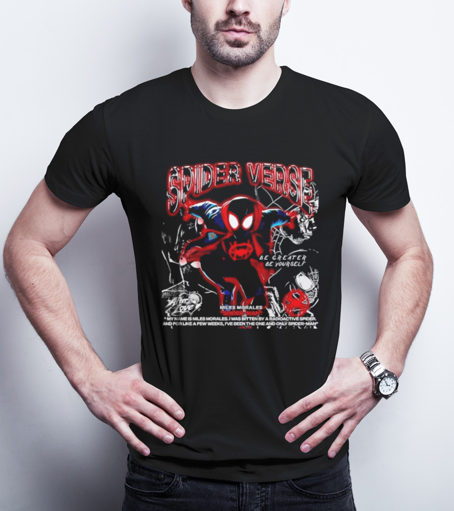 Spider Verse Miles Morales Be Greater Be Yourself Spider Man Marvel T-Shirt