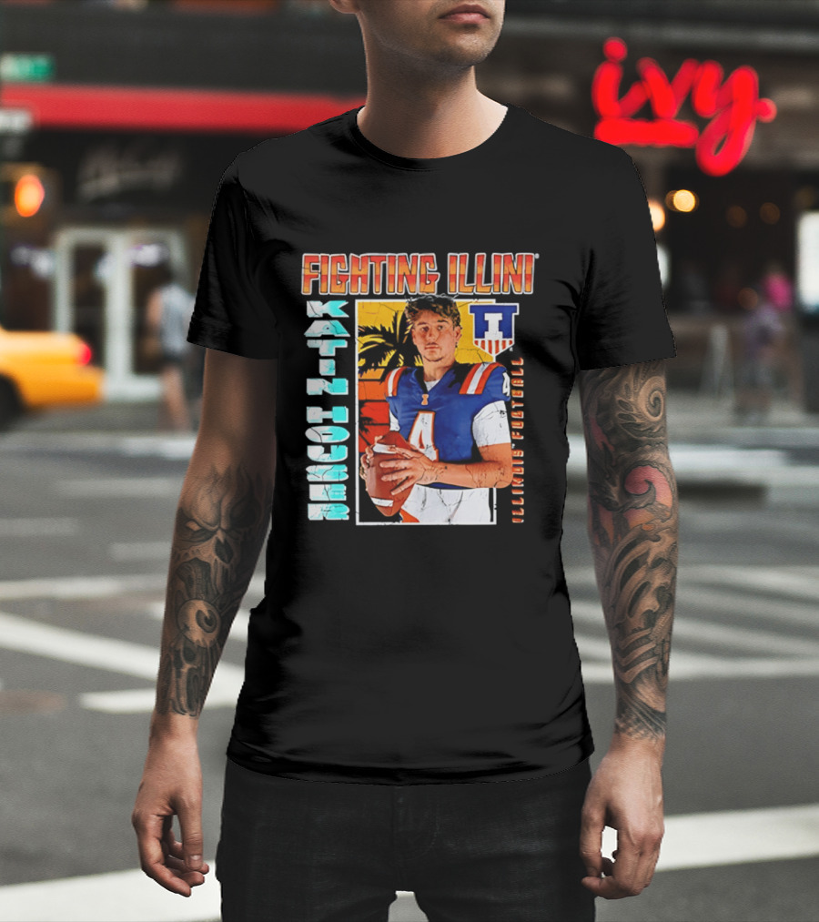 Fighting Illini Katin Houser Illinois Football 2026 NCAA Big Ten T-Shirt