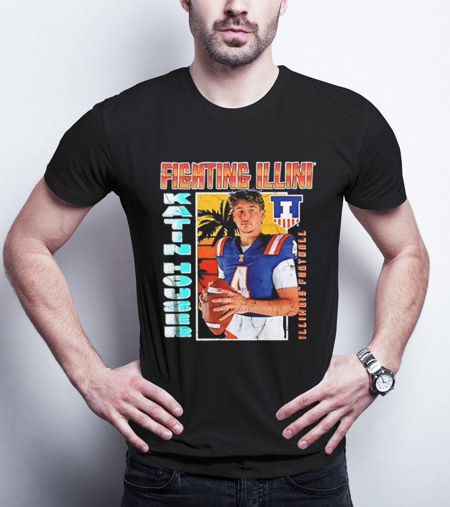 Fighting Illini Katin Houser Illinois Football 2026 NCAA Big Ten T-Shirt