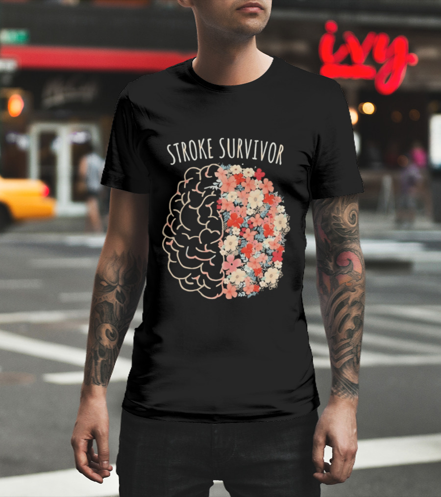 Stroke Survivor Brain With Floral T-Shirt