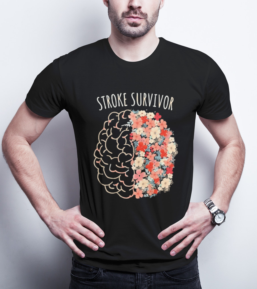 Stroke Survivor Brain With Floral T-Shirt