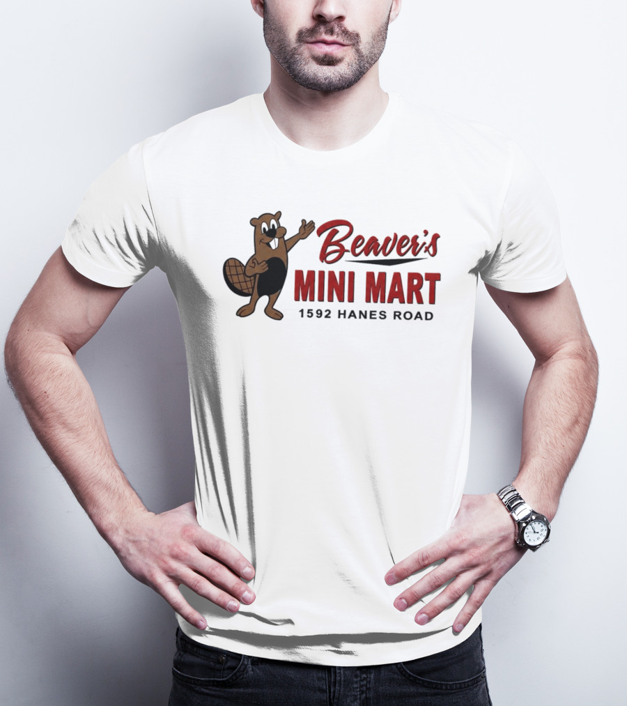 Beaver's Mini Mart Mascot Logo 1592 Hanes Road T-Shirt
