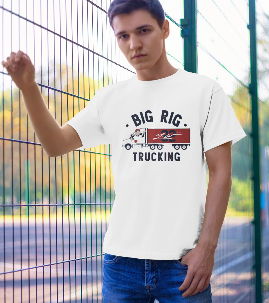 Big Rig Trucking 32 Cartoon Truck Driver With Red Cap T-Shirt