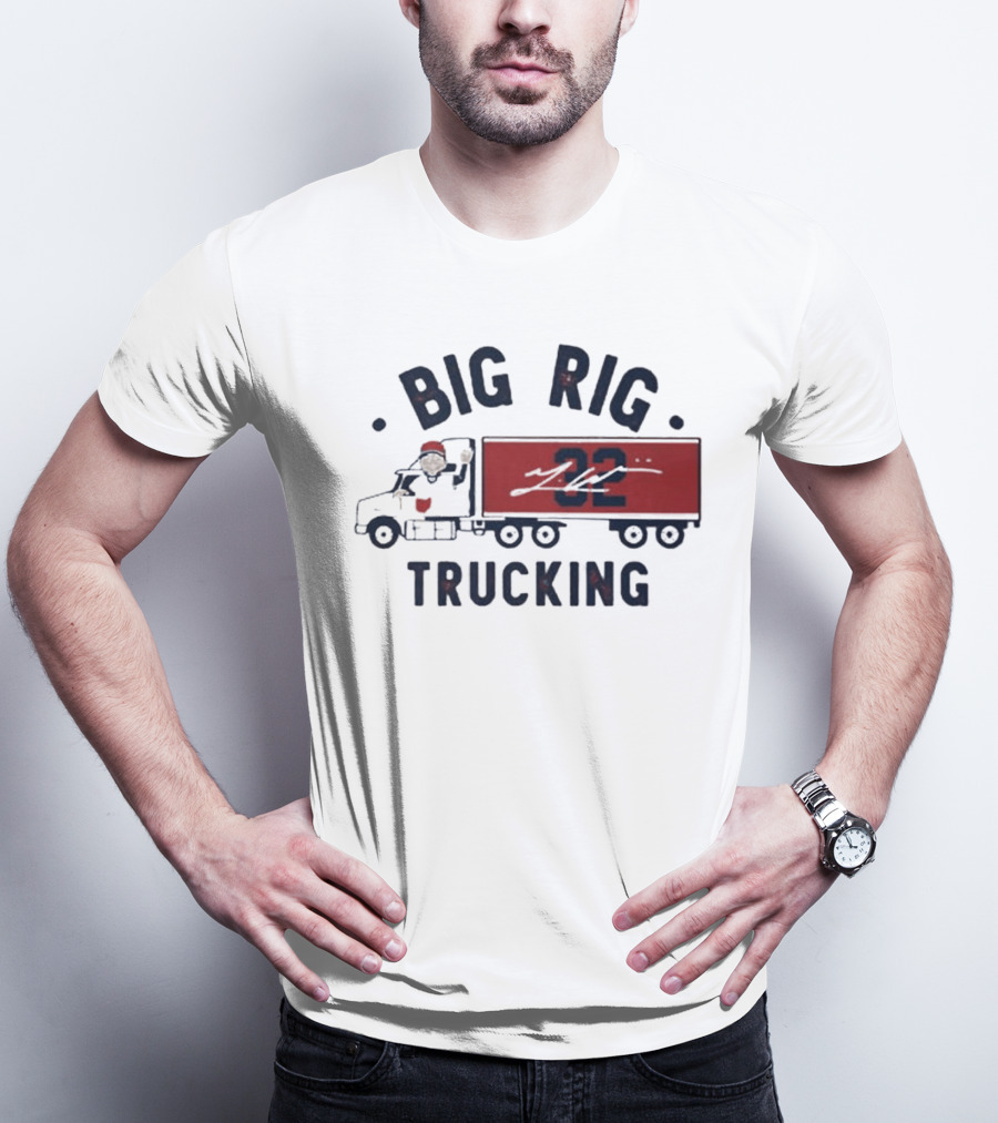 Big Rig Trucking 32 Cartoon Truck Driver With Red Cap T-Shirt