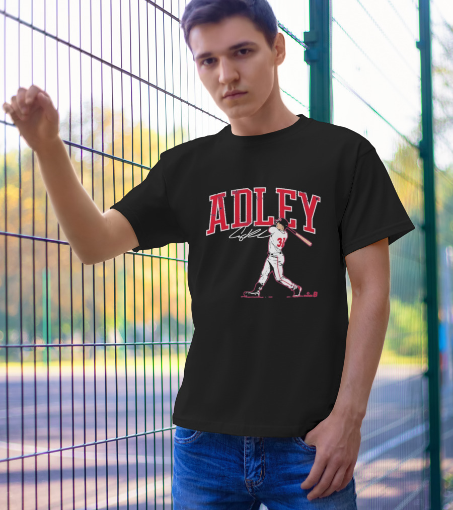 Adley Rutschman Baseball Swing Illustration With Signature T-Shirt