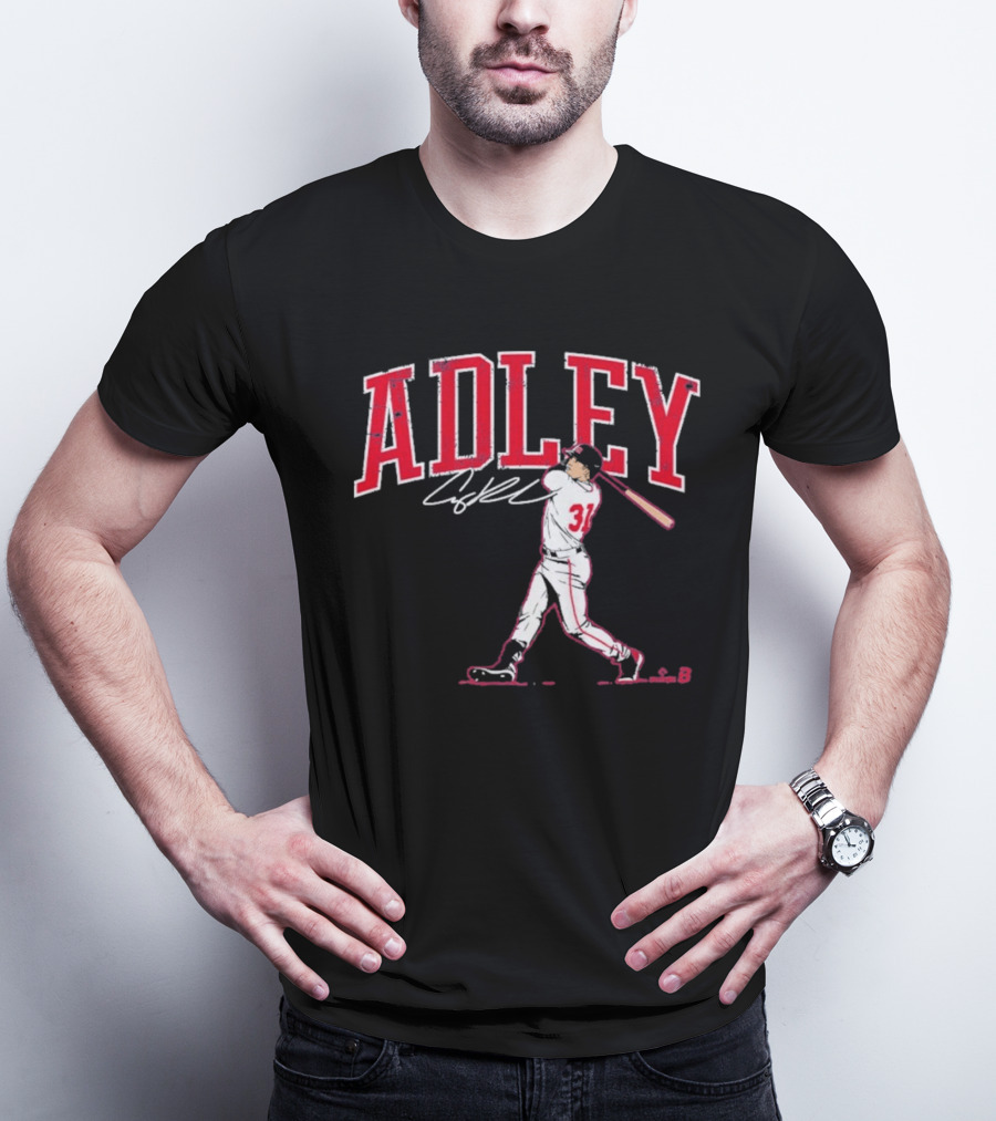 Adley Rutschman Baseball Swing Illustration With Signature T-Shirt