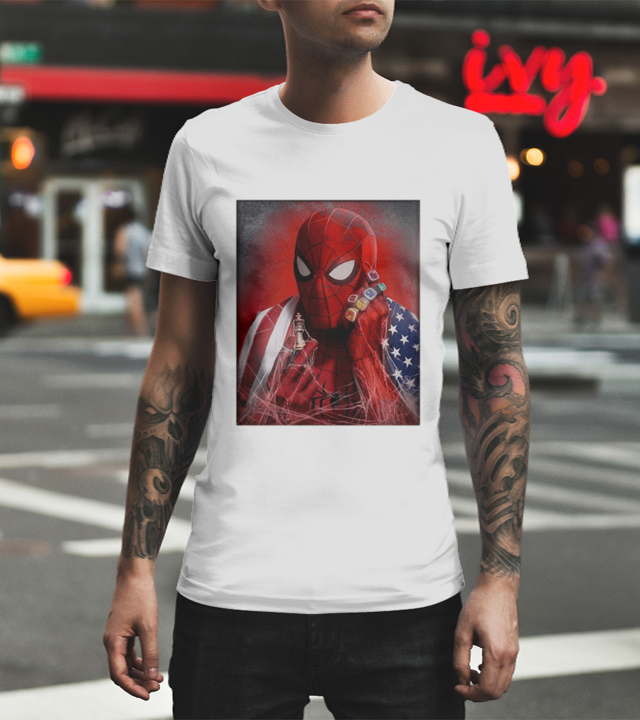 Spider Man Infinity Gauntlet Chess Piece American Flag Avengers Endgame Russo Brothers T-Shirt