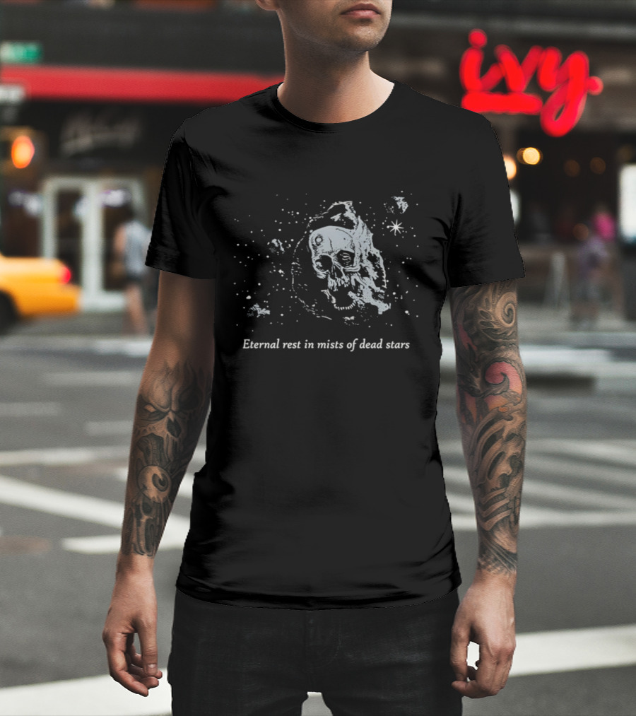 Eternal Rest In Mists Of Dead Stars Skull Space T-Shirt