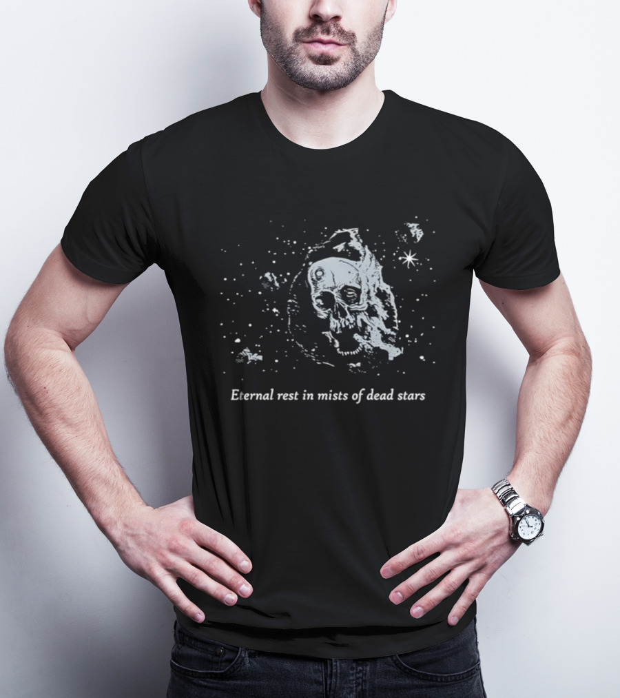 Eternal Rest In Mists Of Dead Stars Skull Space T-Shirt